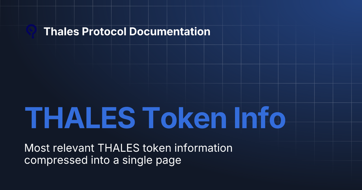 THALES Token Info | Thales Protocol Documentation